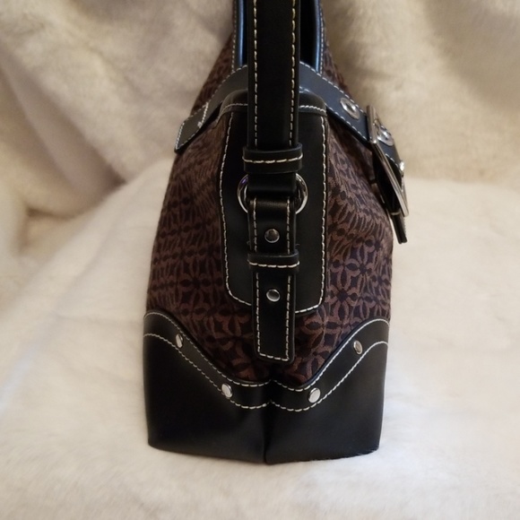 Relic | Bags | Relic Black Shoulder Bag Brown Design Handbag | Poshmark